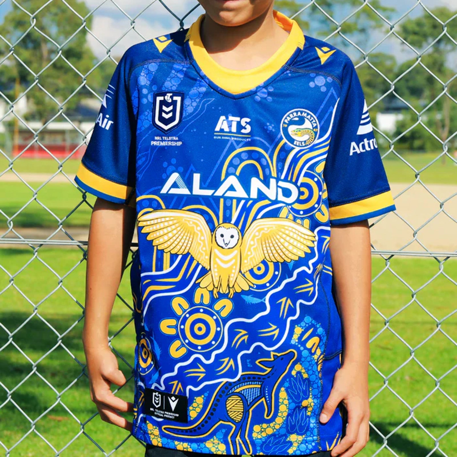 Parramatta Eels 2024 Kids Indigenous Jersey NRL Rugby League by Macron ...