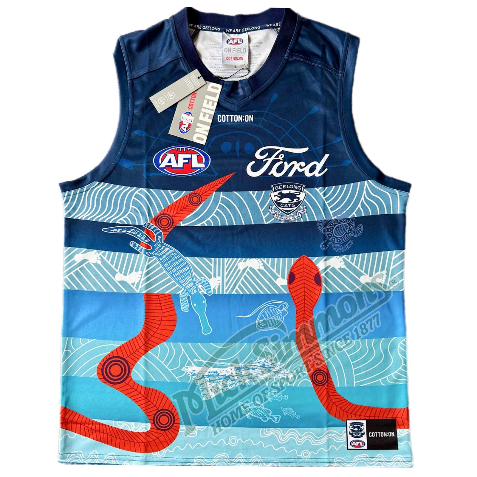 Geelong Cats 2025 Men's Indigenous Jersey AFL Guernsey by Cotton On ...
