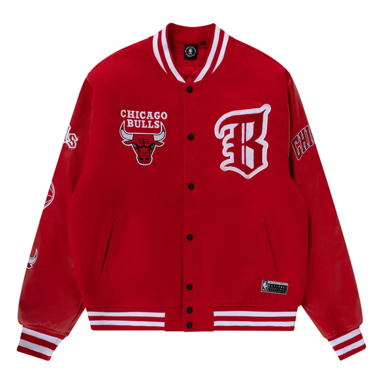 Chicago Bulls Essentials Letterman Jacket Red NBA by Mitchell & Ness ...